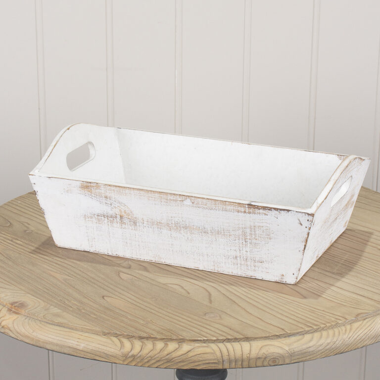 Whitewash Wooden Tray | Wooden basket